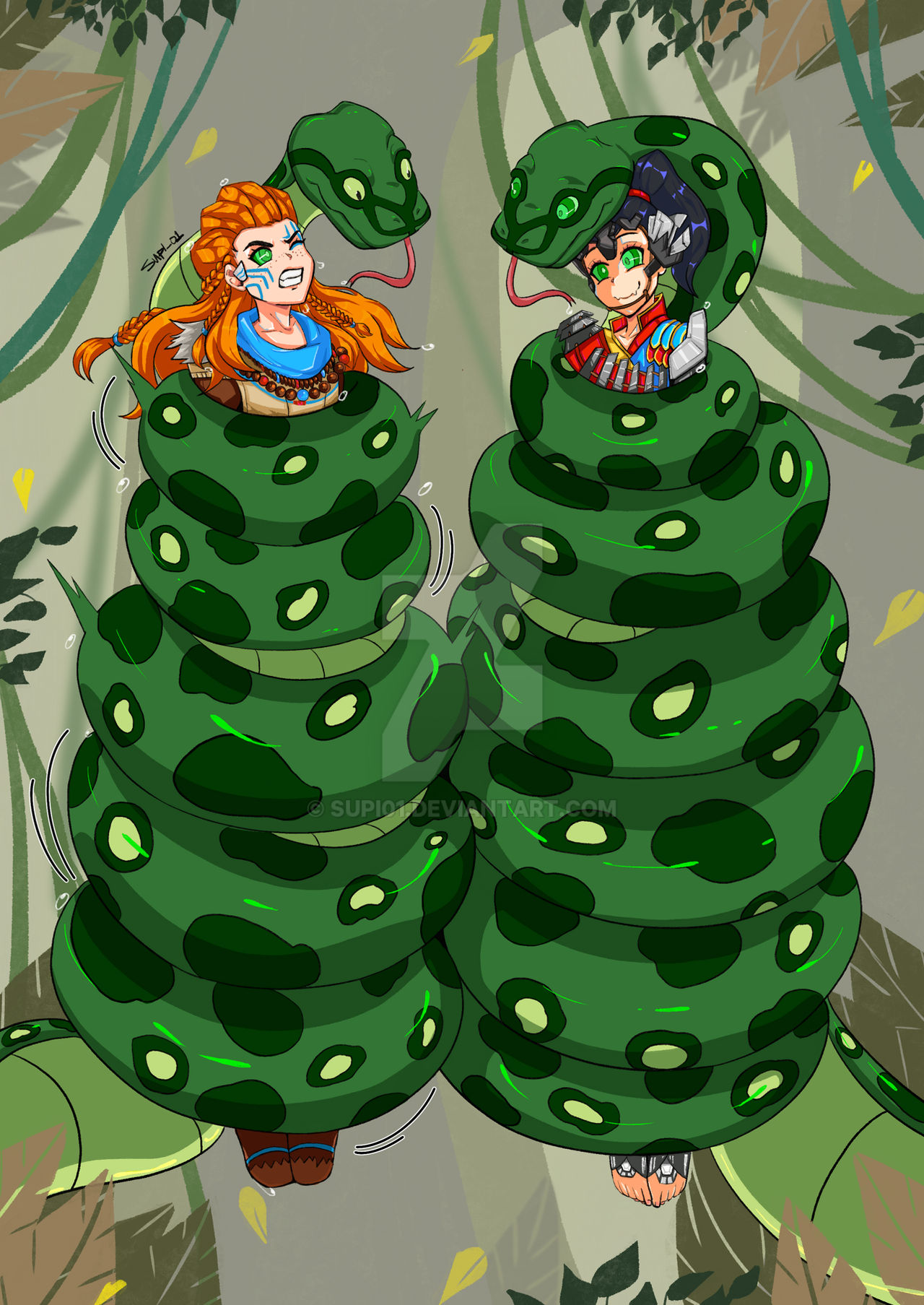 HypnoHub - aloy (horizon zero dawn) black hair braid coils glycon green ...