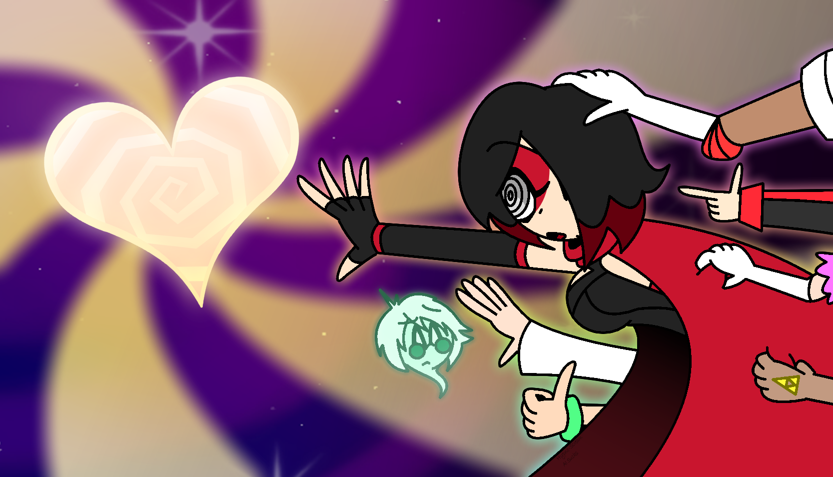 HypnoHub - aged up alternate costume amitie aura bare shoulders cape ...